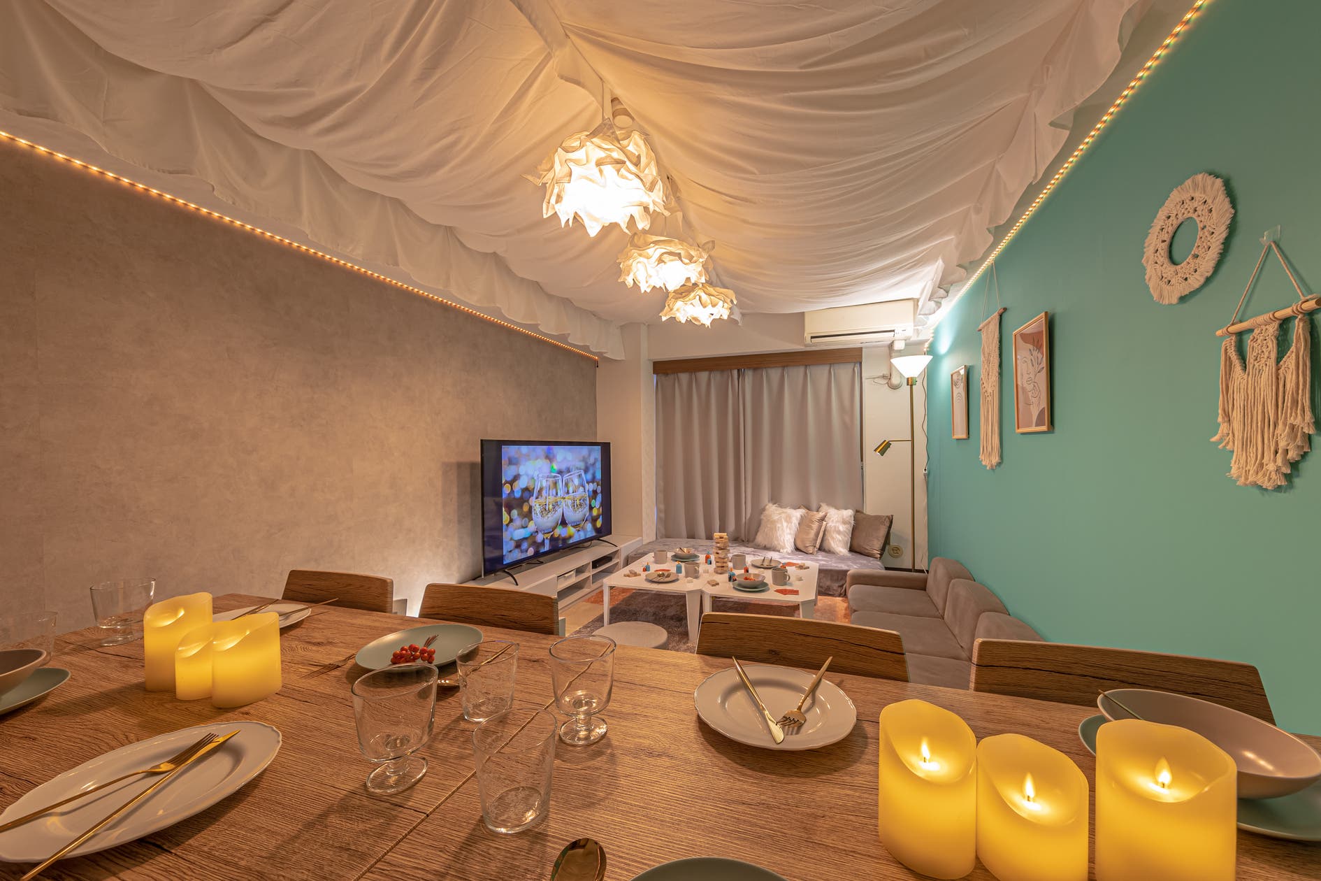 🌈NEWオープン🌈おうちグランピング/65型TV/ボドゲ20種/マダミス/上映会・撮影/推し会/女子会/ママ会/ゴミ捨て無料の写真2