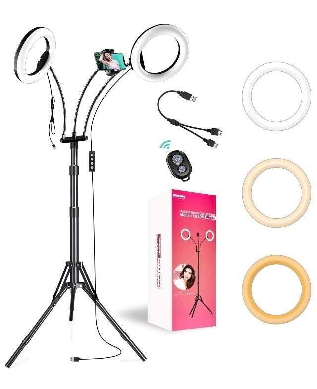 リングライト（スマホ設置・明暗・高さ調節機能付）の画像1