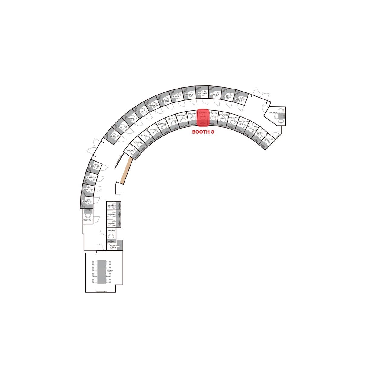 新橋駅直結！【マイナビBOOTH8】全室モニター完備、個室タイプのワークブース☆高速WiFi/フリードリンク付きの写真13