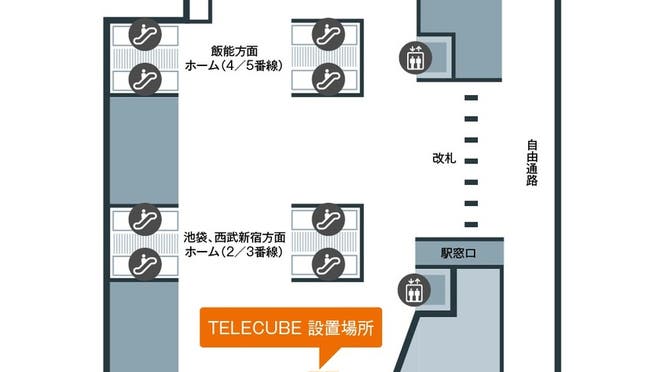 【テレキューブ】西武鉄道 所沢駅 改札内 コンコースの個室型ワークブース(11-02)です。の写真3