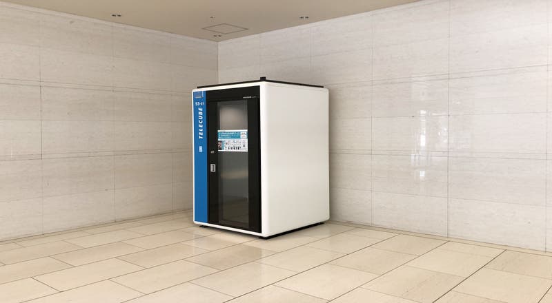 【テレキューブ】日比谷シャンテの個室型ワークブース（53-01）です。視線と音を遮る、プライベートな集中環境。