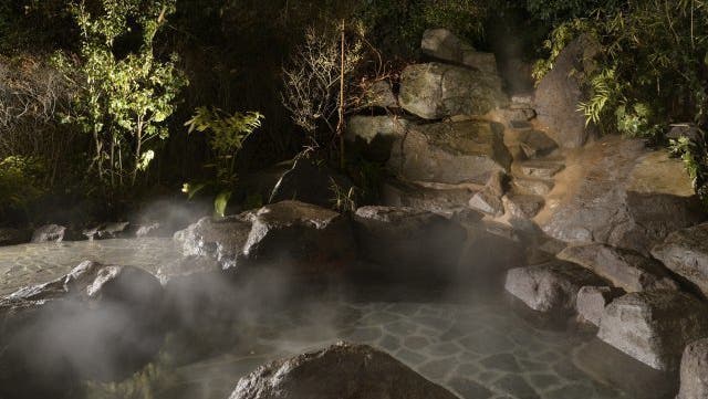 撮影限定 歴史と趣ある露天風呂で本格撮影 山桜の写真1