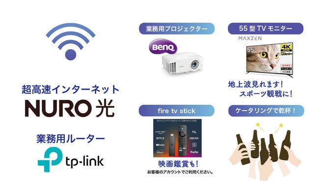 ✨新大阪駅10秒✨超高速光Wifi✨プロジェクター✨55型TV✨amazon fire stick✨の写真2