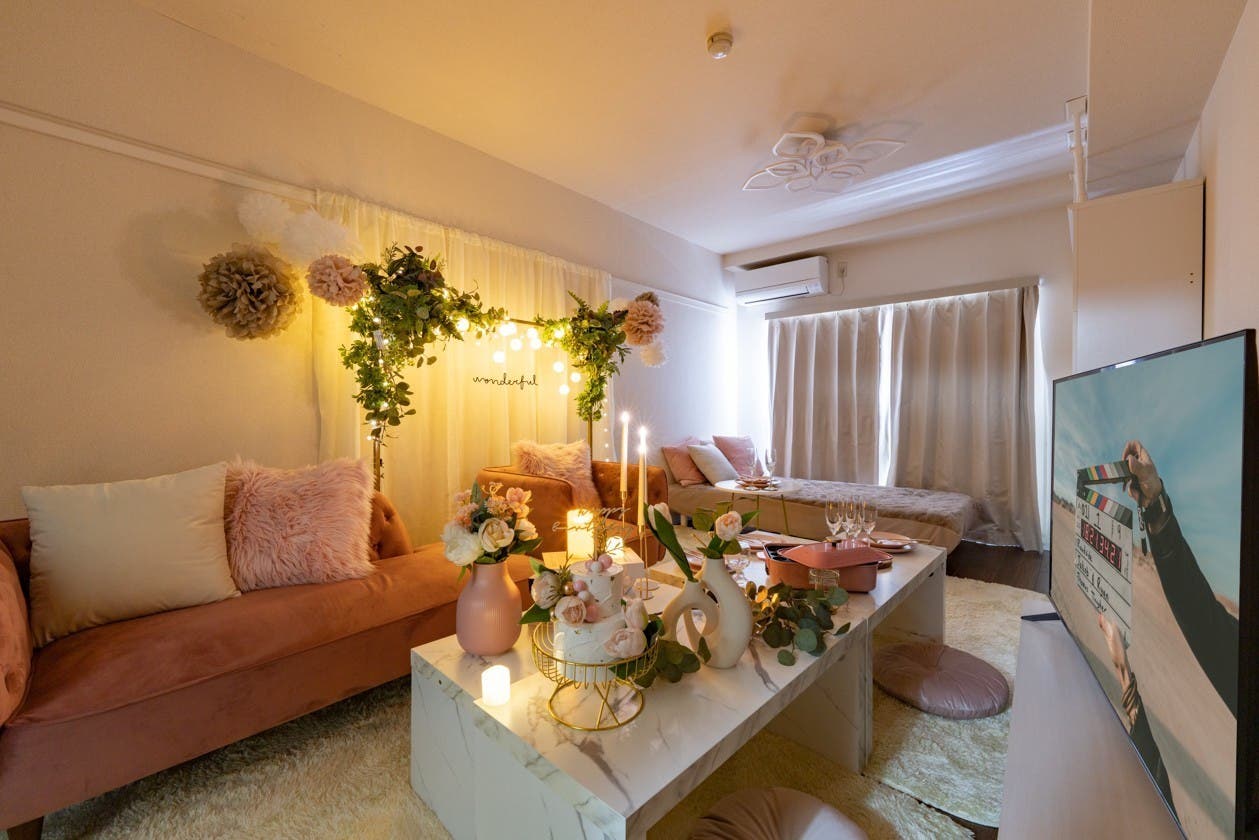 💖ピンク基調💙心斎橋4分❣️最大12名🙆‍♀️推し活🍀大画面ﾃﾚﾋﾞ🎬パーティー🥂女子会🎀Katy心斎橋の写真3