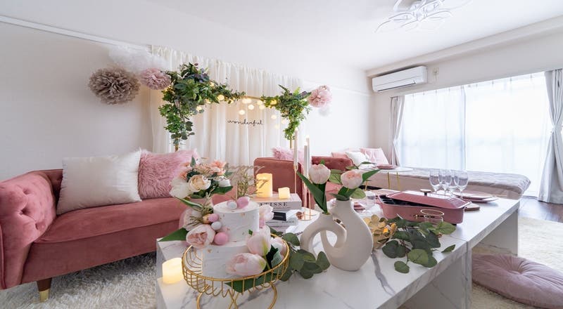 💖ピンク基調💙心斎橋4分❣️最大12名🙆‍♀️推し活🍀大画面ﾃﾚﾋﾞ🎬パーティー🥂女子会🎀Katy心斎橋