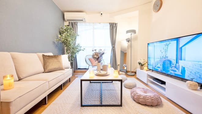 🎊10月OPENセール🎊😆超特大55インチTV📺【 新福島駅4分🚶】パーティ🛋️映画鑑賞/🎀推し活/👑ママ会にピッタリ👑の写真1