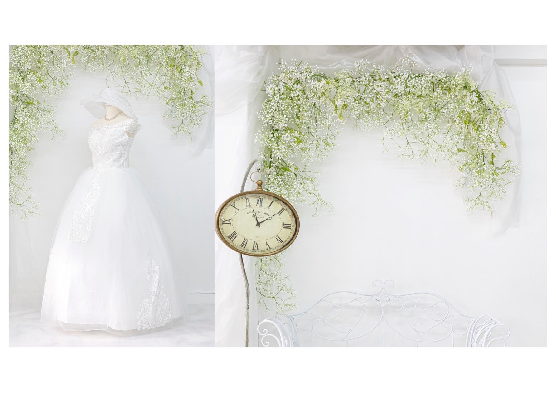 【花溢れる白の世界】大型ドライフラワー・かすみ草｜天蓋ベッド｜猫足バスタブ｜階段｜撮影機材無料の写真6