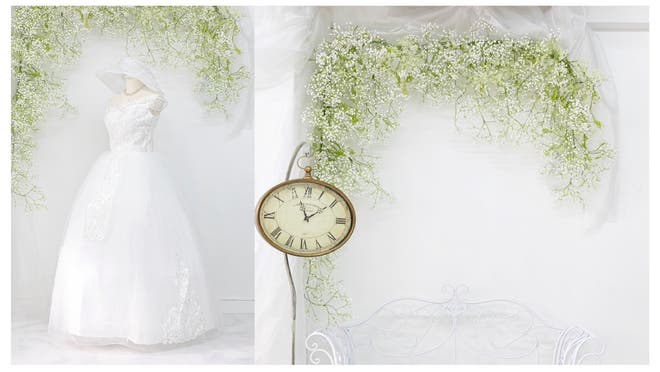 【花溢れる白の世界】大型ドライフラワー・かすみ草|天蓋ベッド|猫足バスタブ|階段|撮影機材無料の写真6