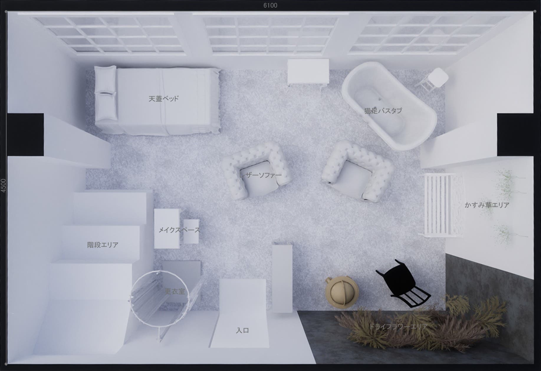 【花溢れる白の世界】大型ドライフラワー・かすみ草｜天蓋ベッド｜猫足バスタブ｜階段｜撮影機材無料の写真29