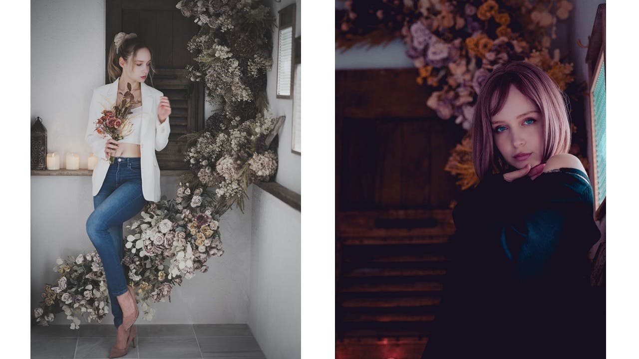 満月のグラデーションと超大型ドライフラワー造形｜一日中自然光が降り注ぐ本格撮影スタジオ｜大型バルコニー有の写真13