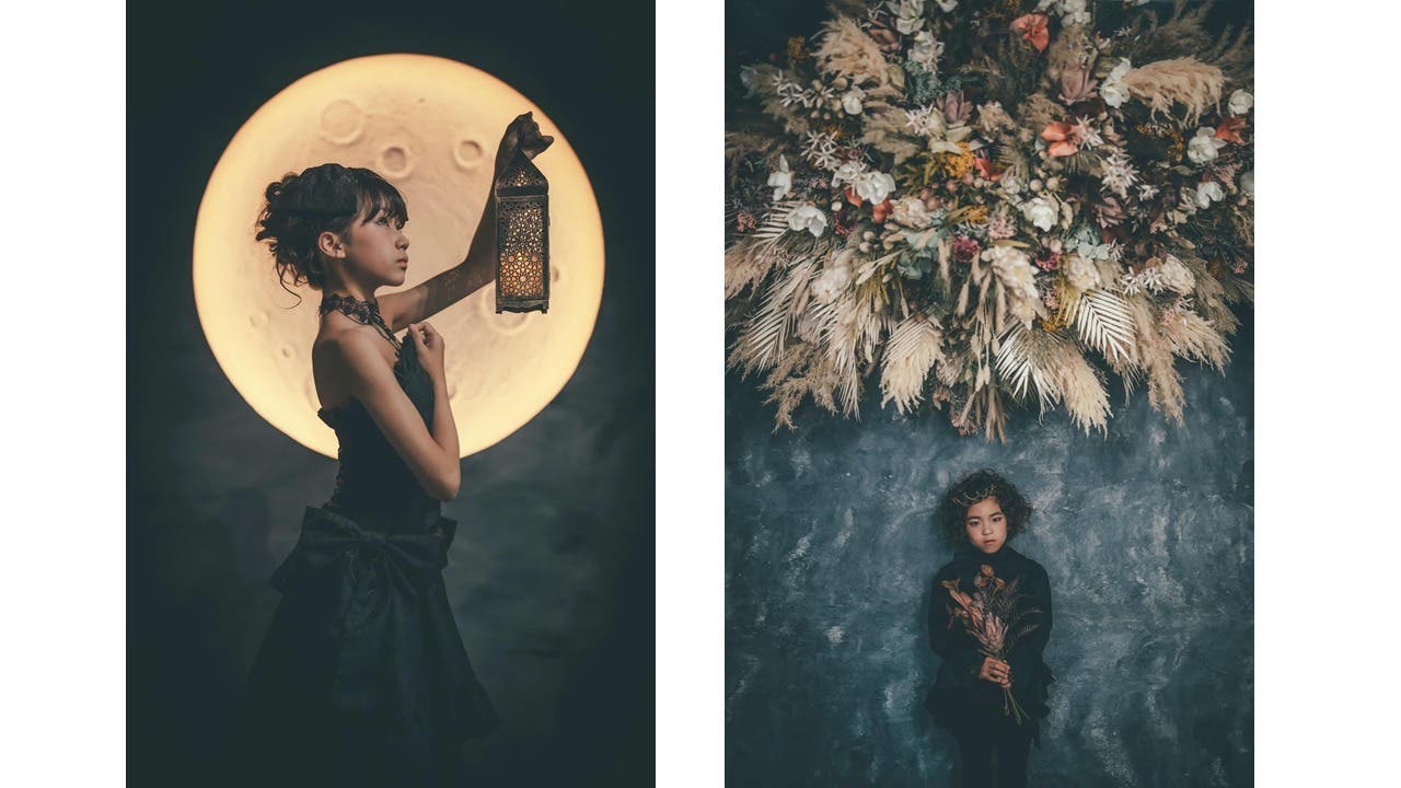 満月のグラデーションと超大型ドライフラワー造形｜一日中自然光が降り注ぐ本格撮影スタジオ｜大型バルコニー有の写真10