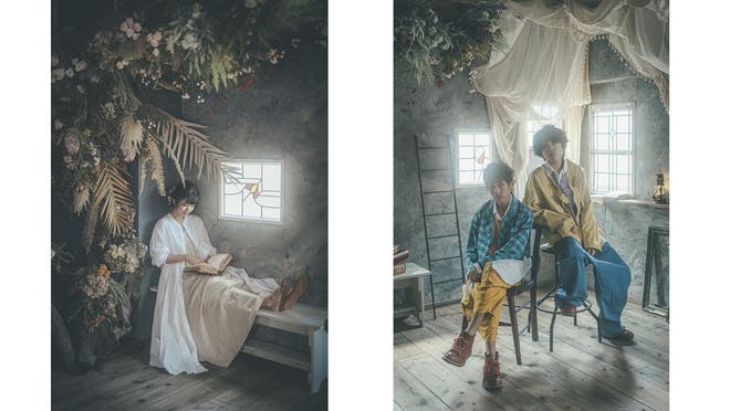 【4m超えドライフラワー造形】本格的撮影スタジオ|漆喰壁|レンガ壁|カーテン装飾|カフェ板|タイル床|アパレル|背景×10の写真13