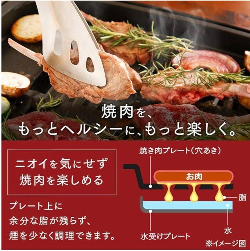 多機能ハイパワーホットプレート！焼肉・鉄板焼き・たこ焼きが一度に楽しめる3種プレート付き、最大250℃で強力火力」の画像3