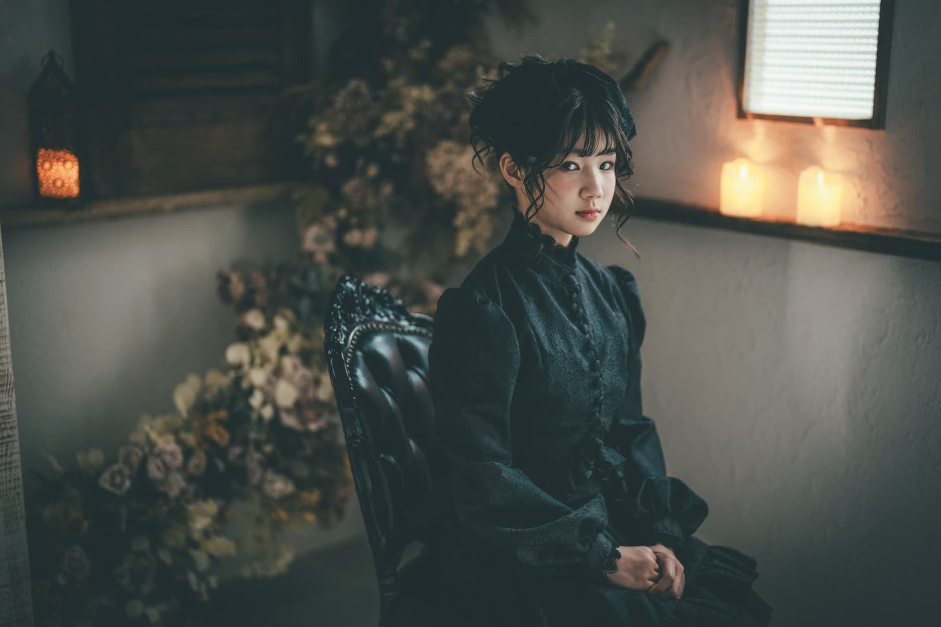 満月のグラデーションと超大型ドライフラワー造形｜一日中自然光が降り注ぐ本格撮影スタジオ｜大型バルコニー有の写真6