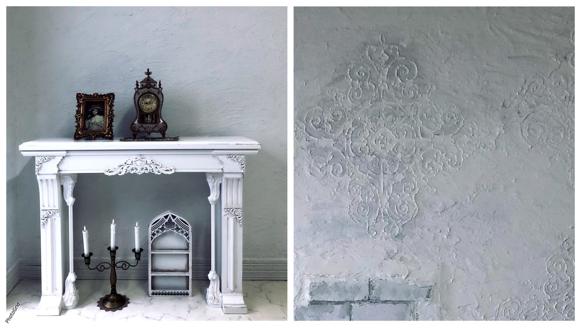 漆喰の白壁スタジオ/黒漆喰壁/ゴシック/姫系/ロココ/バロック/壁面一杯の花壁/24hの写真20