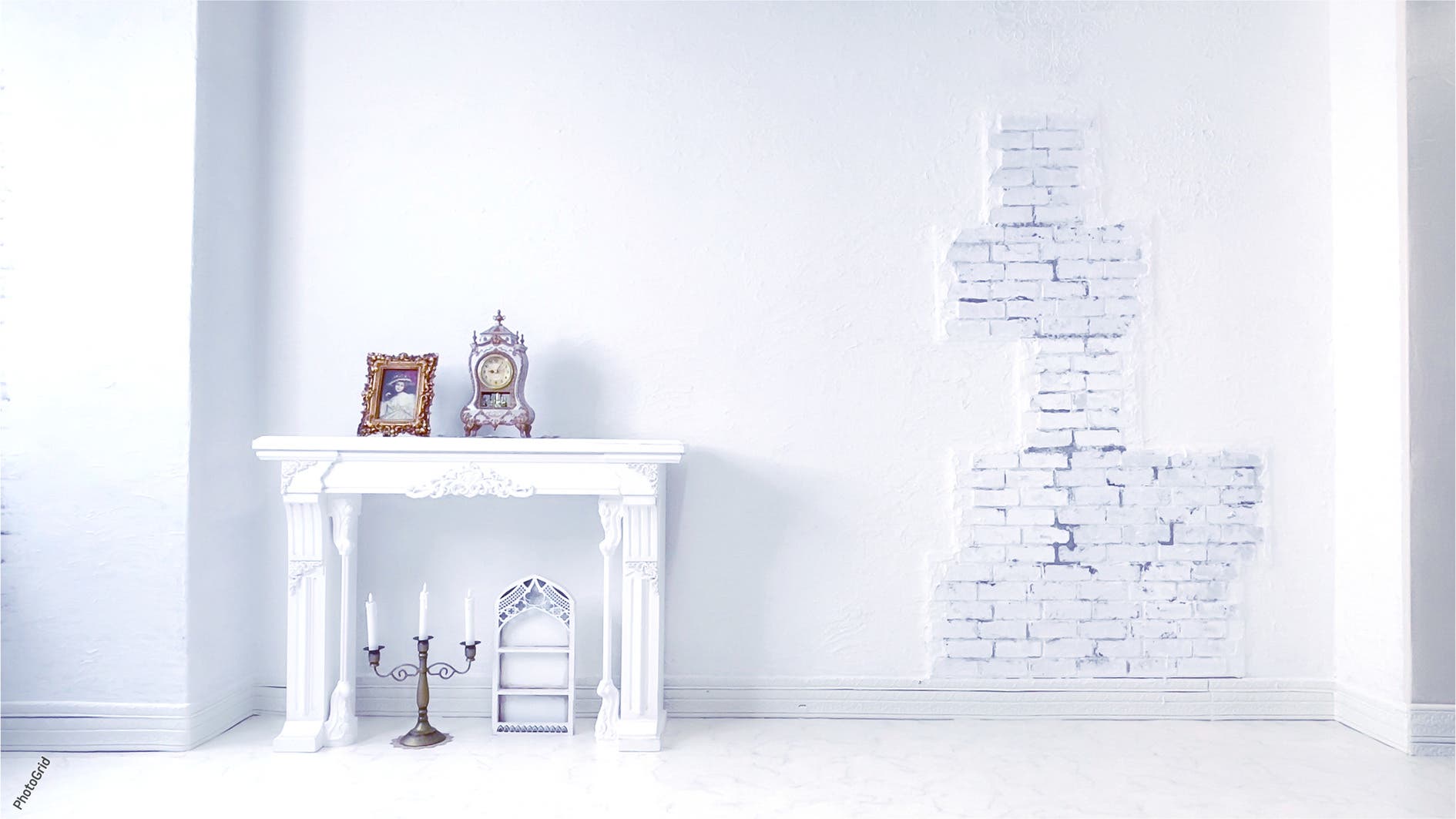 漆喰の白壁スタジオ/黒漆喰壁/ゴシック/姫系/ロココ/バロック/壁面一杯の花壁/24hの写真22