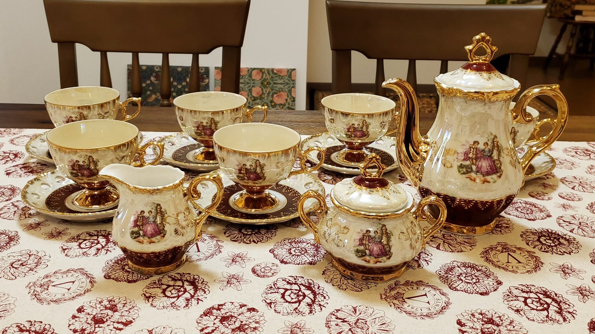 カップ&ソーサー5客 ティーポット シュガーポット ミルクピッチャーの画像1