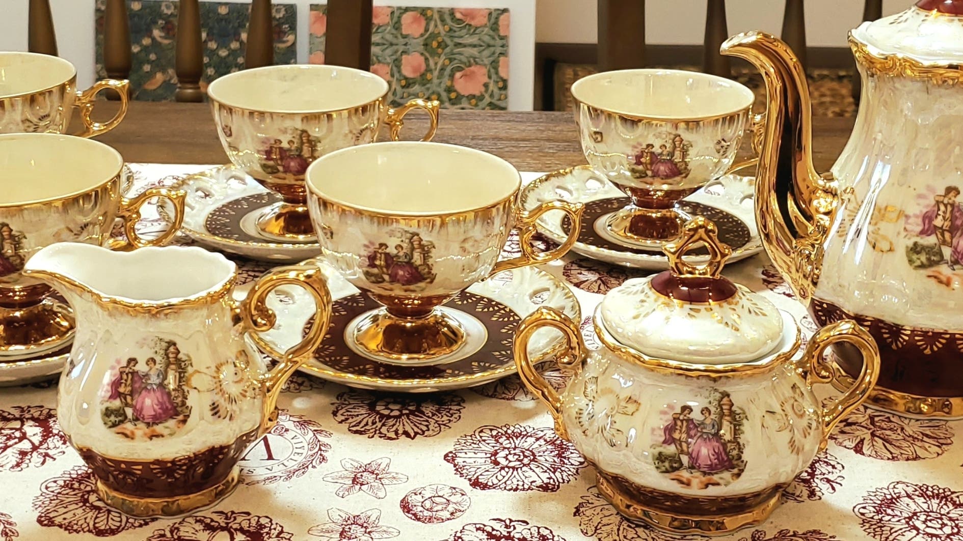 カップ&ソーサー5客 ティーポット シュガーポット ミルクピッチャーの画像2