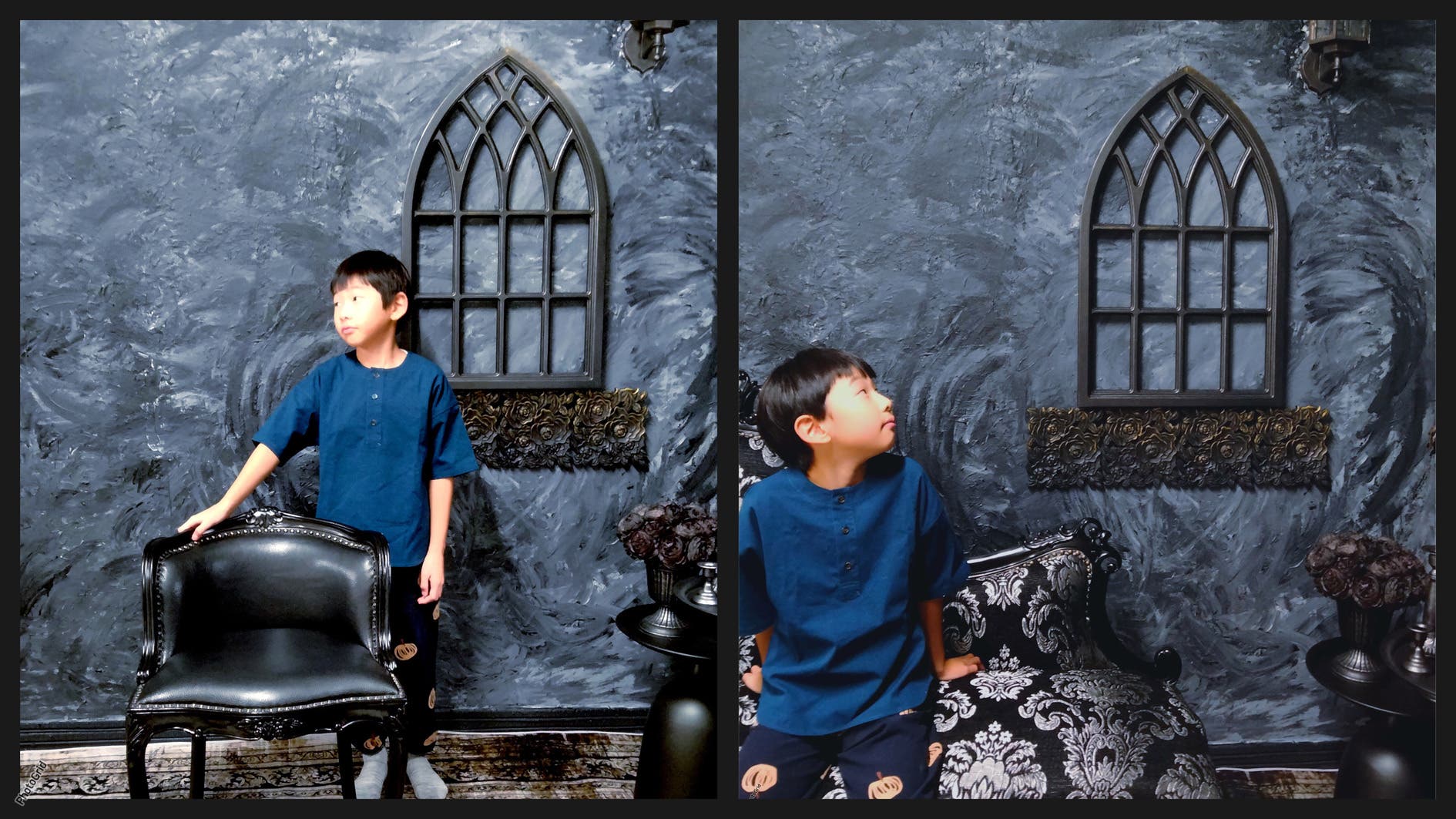 漆喰の白壁スタジオ/黒漆喰壁/ゴシック/姫系/ロココ/バロック/壁面一杯の花壁/24hの写真10