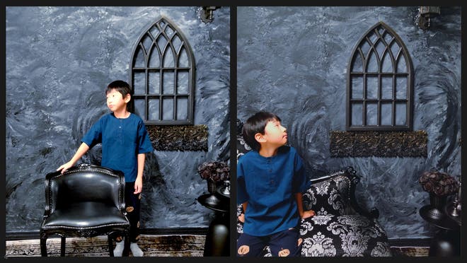 漆喰の白壁スタジオ/黒漆喰壁/ゴシック/姫系/ロココ/バロック/壁面一杯の花壁/24hの写真10