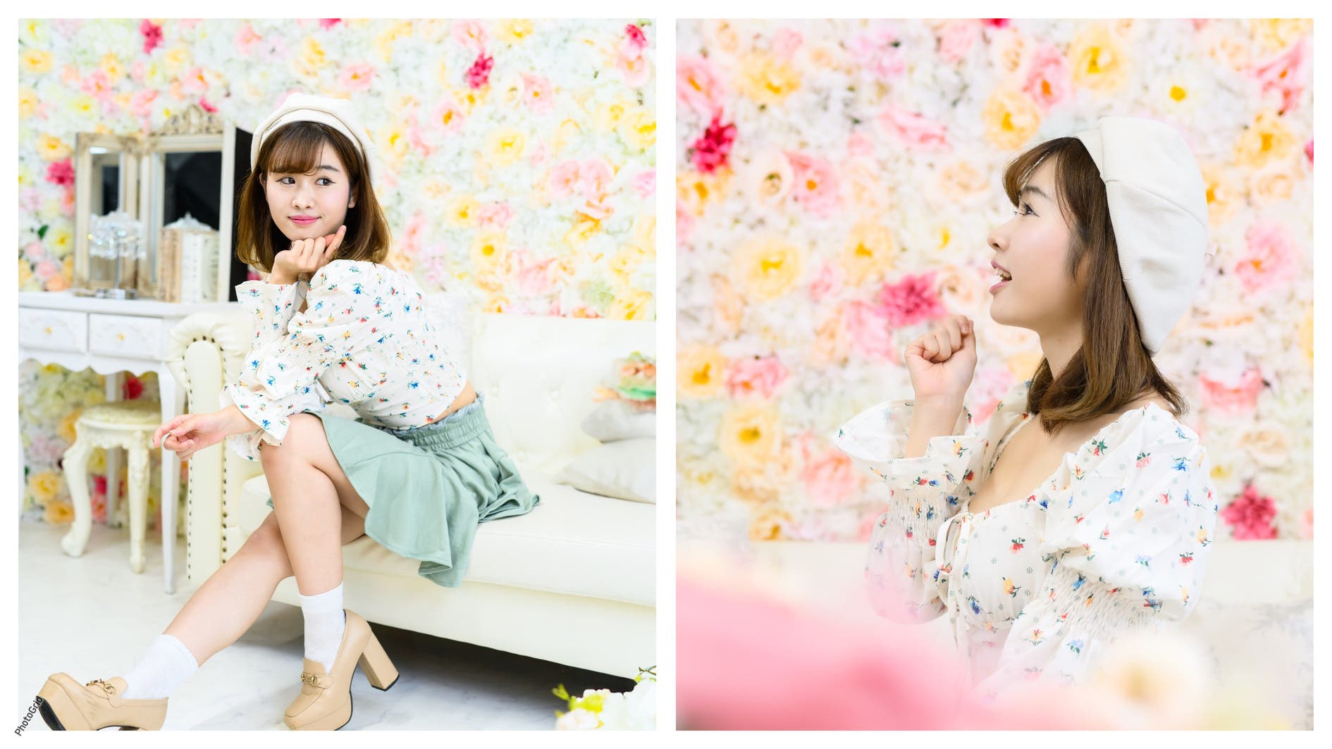 漆喰の白壁スタジオ/黒漆喰壁/ゴシック/姫系/ロココ/バロック/壁面一杯の花壁/24hの写真9