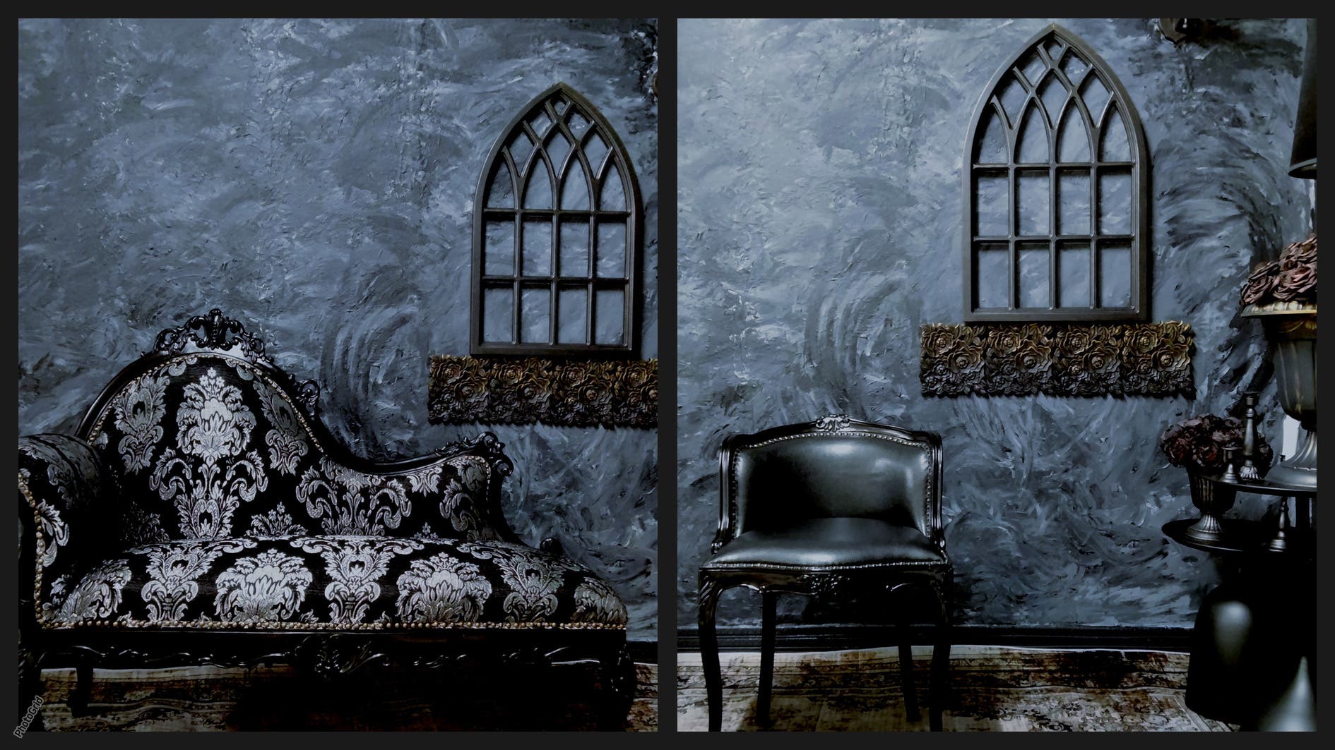 漆喰の白壁スタジオ/黒漆喰壁/ゴシック/姫系/ロココ/バロック/壁面一杯の花壁/24hの写真15