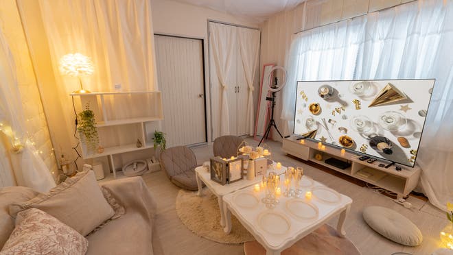 ゆめかわインテリア💖65インチ神サイズネットTV📺駅近1分🐾ドンキ6分🐾デート💖女子会🍷推し会✨撮影にも📷の写真3