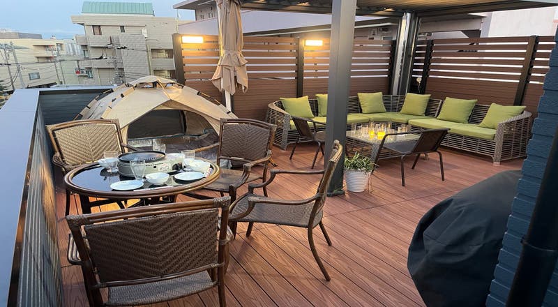 【世田谷／用賀駅９分】桜新町駅徒歩圏内！完全貸切の屋上BBQ＆キャンプ体験スペース（シャワー室無料）