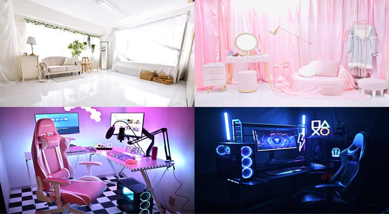 貸切撮影スタジオ🏡「自然光ブース☀️ピンクブース🎀ゲーミングブース🎮ネオン👾カラーペーパー(背景紙)」池袋駅〜東上線5分