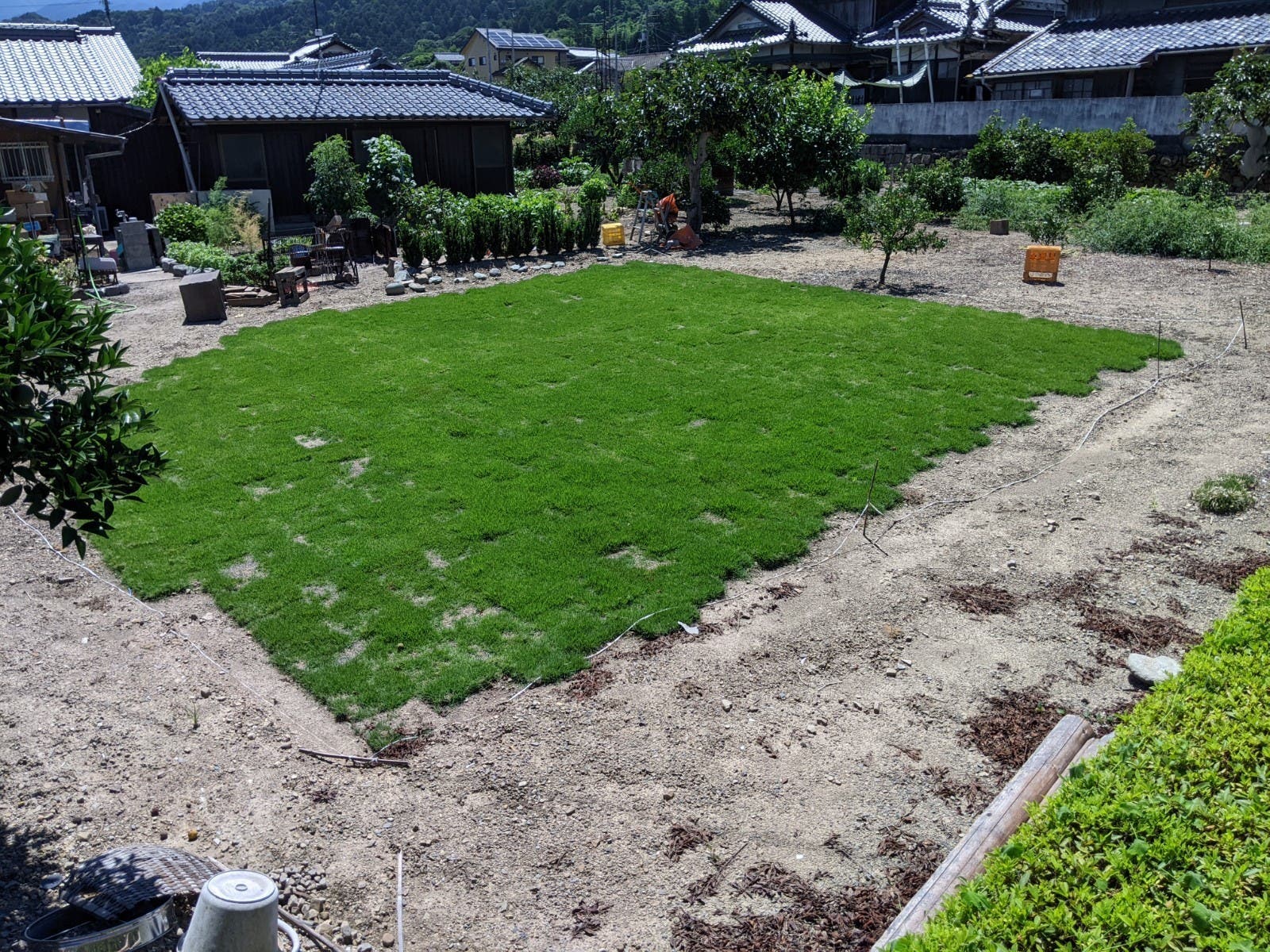 コワーキングスペース併設の芝生の中庭の写真1