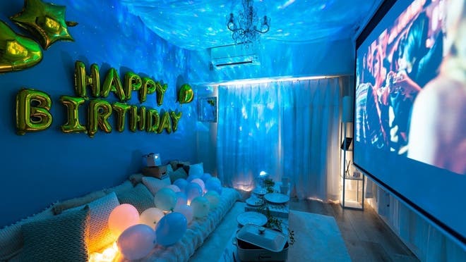 🎬大画面スクリーン📽️100インチプロジェクタ付✨Netflix/hulu見放題💓少人数での女子会、誕生日会、推し会、撮影に最適の写真6