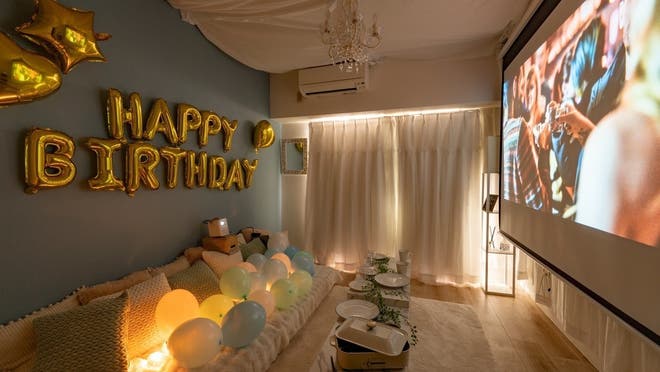 🎬大画面スクリーン📽️100インチプロジェクタ付✨Netflix/hulu見放題💓少人数での女子会、誕生日会、推し会、撮影に最適の写真7