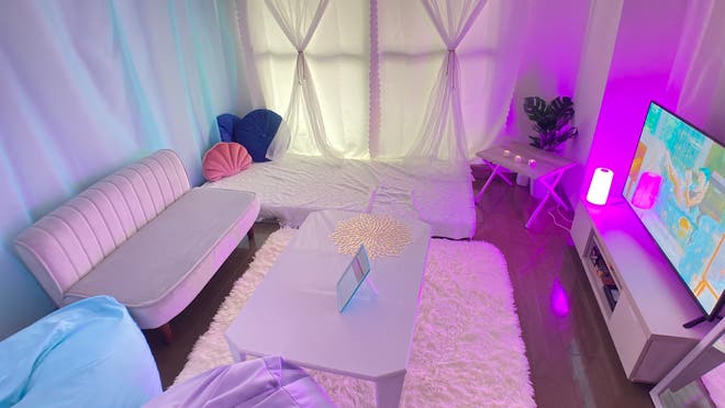 大阪梅田🎈防犯カメラ無し💛デートに人気🎈ゴロゴロくつろげる角部屋💛動画・映画鑑賞・ボドゲ・ごみ捨て〈ラグーン梅田〉の写真1