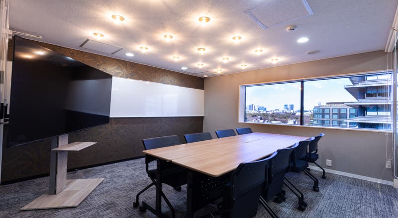 MEETING ROOM 9A【AKASAKA】💺おしゃれな会議室8名席🌟75型モニター📺WEB会議🎤Wi-Fi有🛜 