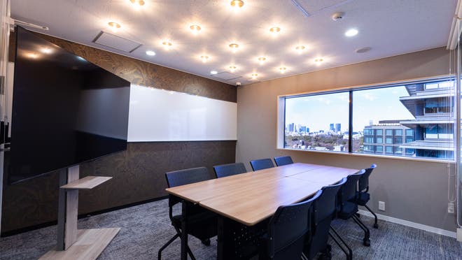 MEETING ROOM 9A【AKASAKA】💺おしゃれな会議室8名席🌟75型モニター📺WEB会議🎤Wi-Fi有🛜 の写真1