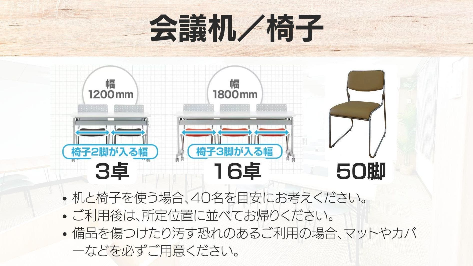 新大阪4分☘️講義40名・席のみ50名可｜土足利用｜全設備無料｜高速WiFi・プロジェクター・ホワイトボードの写真7