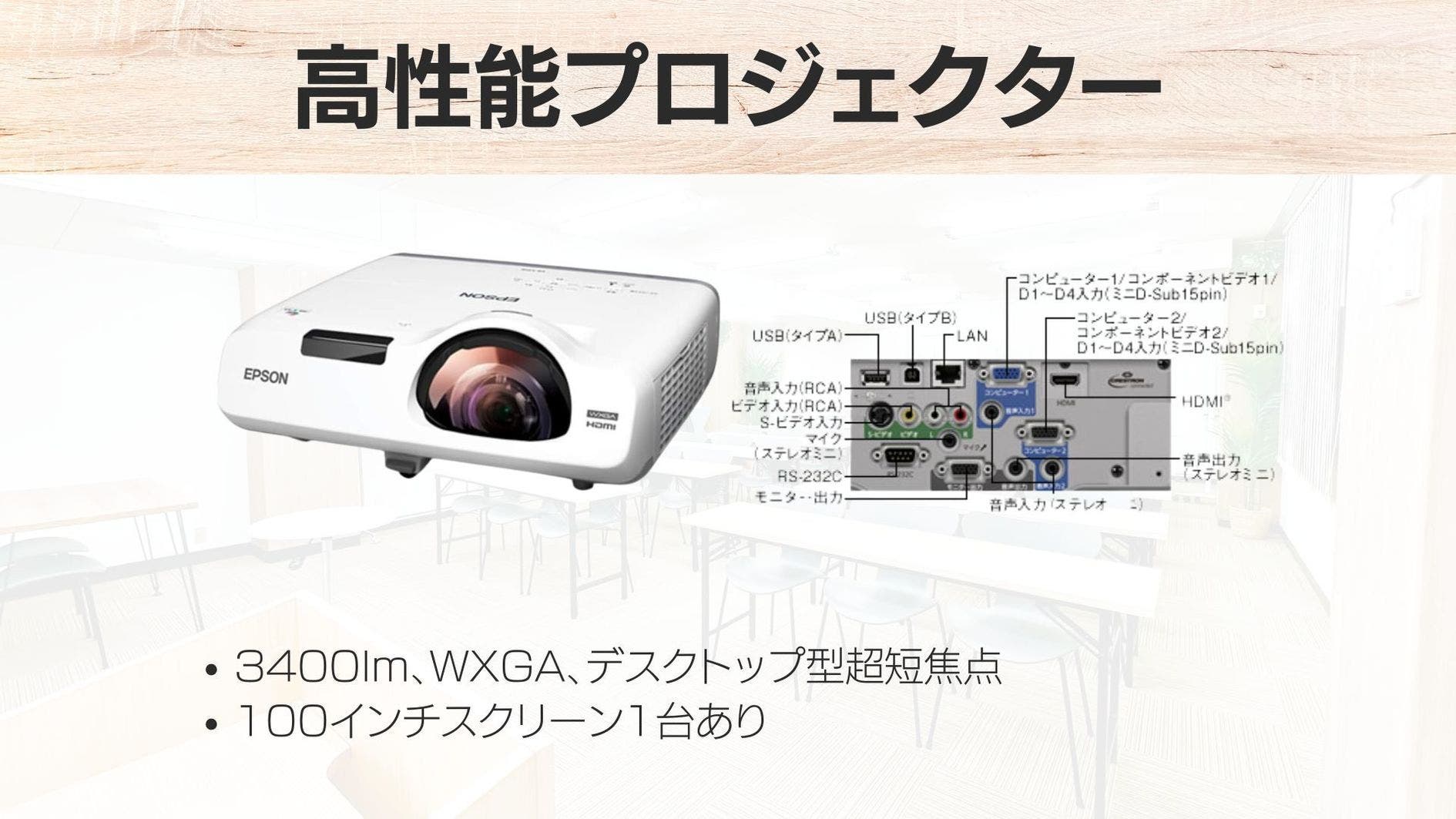 新大阪4分☘️講義40名・席のみ50名可｜土足利用｜全設備無料｜高速WiFi・プロジェクター・ホワイトボードの写真6