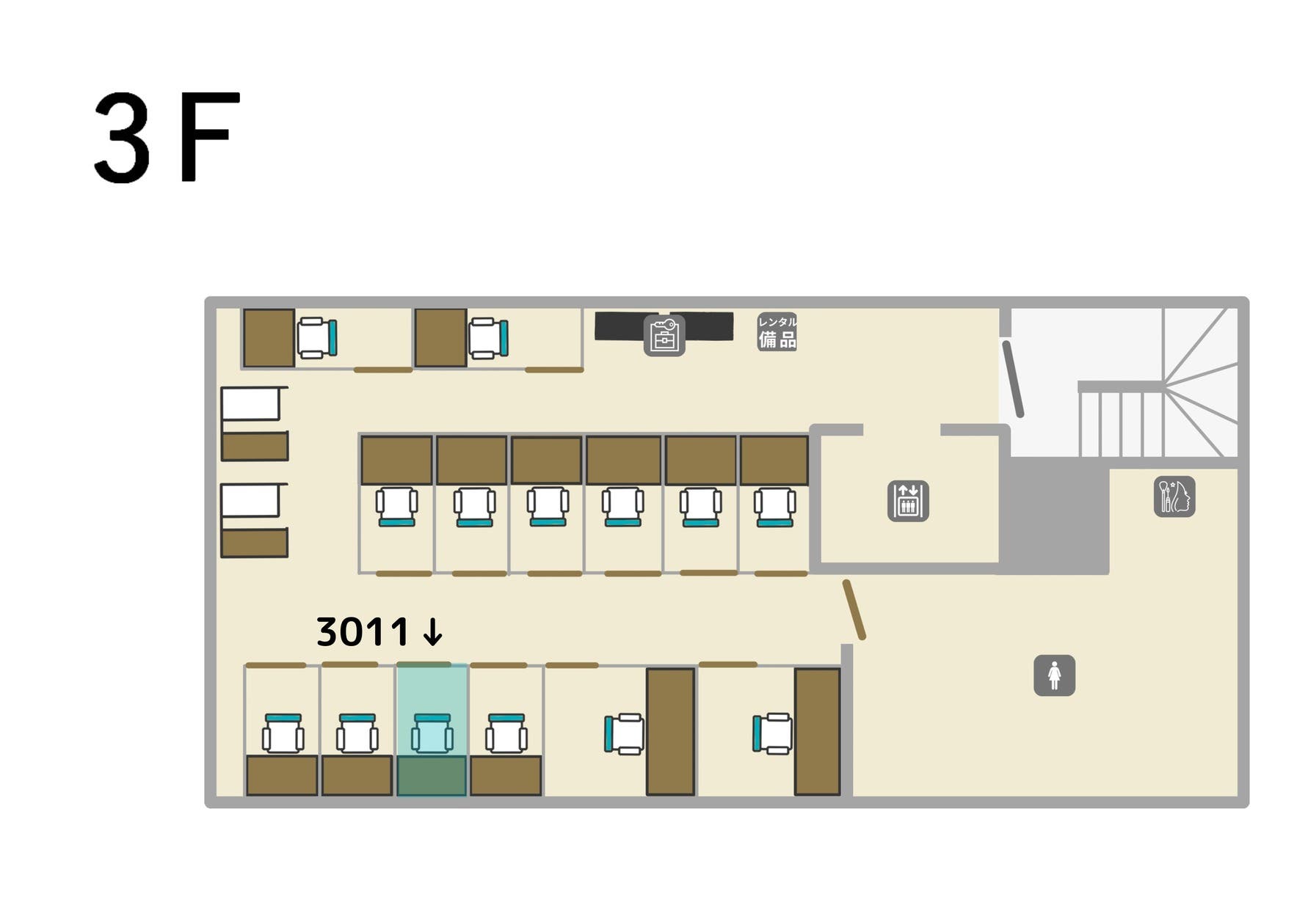 【¥440/1h｜工事期間限定】上野駅すぐ／モニター完備鍵付き完全個室3011の写真2