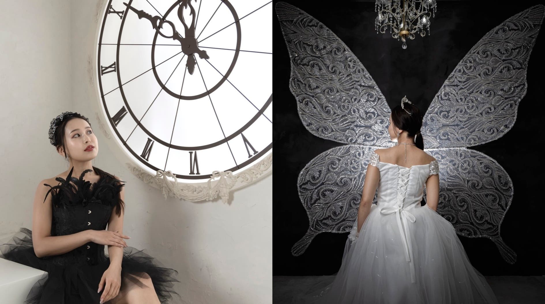 【花と蝶と妖精たちの物語】白基調｜４面採光｜特大ケーキ｜巨大蝶｜チャペル｜階段｜時計台｜ドレス着放題！｜撮影機材無料!の写真8