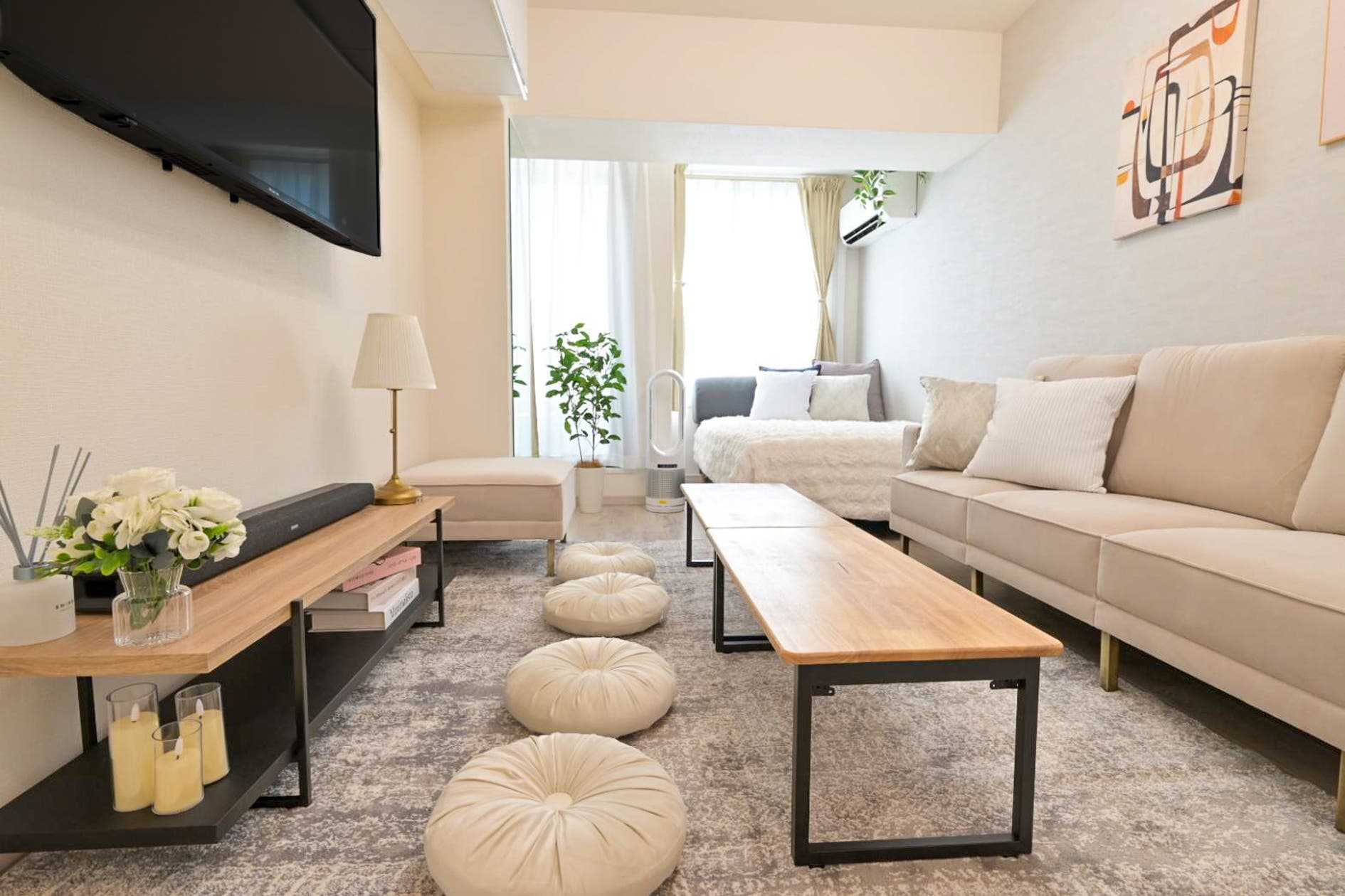 五反田2分🛋️24時間🎥撮影配信🎄パーティー📺55型TV🎬アマプラ映画✨シンプルモダン内装🏠ゴミ捨て無料の写真8