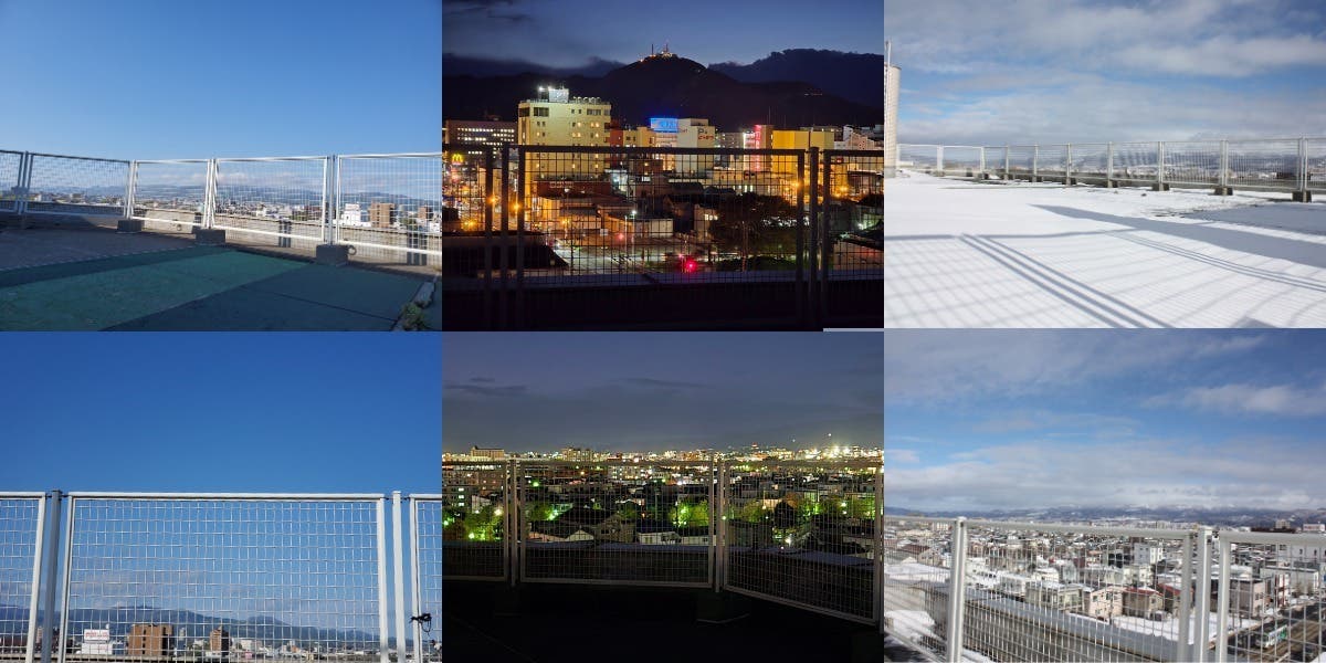 はこプレイス【屋上】空が背景、函館の街、函館山が背景になる屋上スペースの写真2