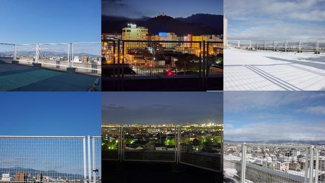 はこプレイス【屋上】空が背景、函館の街、函館山が背景になる屋上スペースの写真2