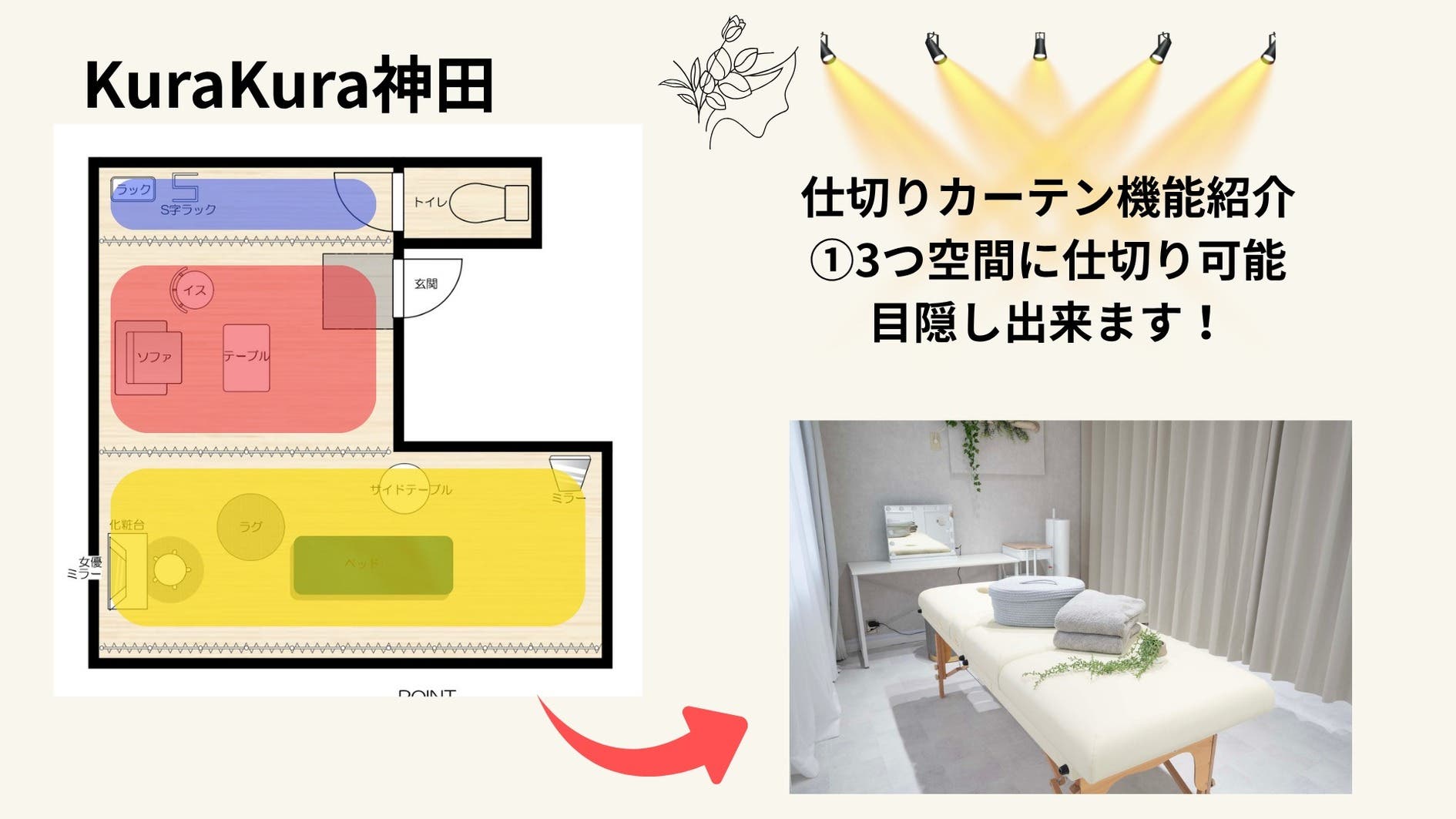 【06💐完全個室型プライベートサロン| JR神田駅西口3分すぐ✨】JR＆メトロ6駅11路線アクセス可💆‍♀️２６m²の写真5