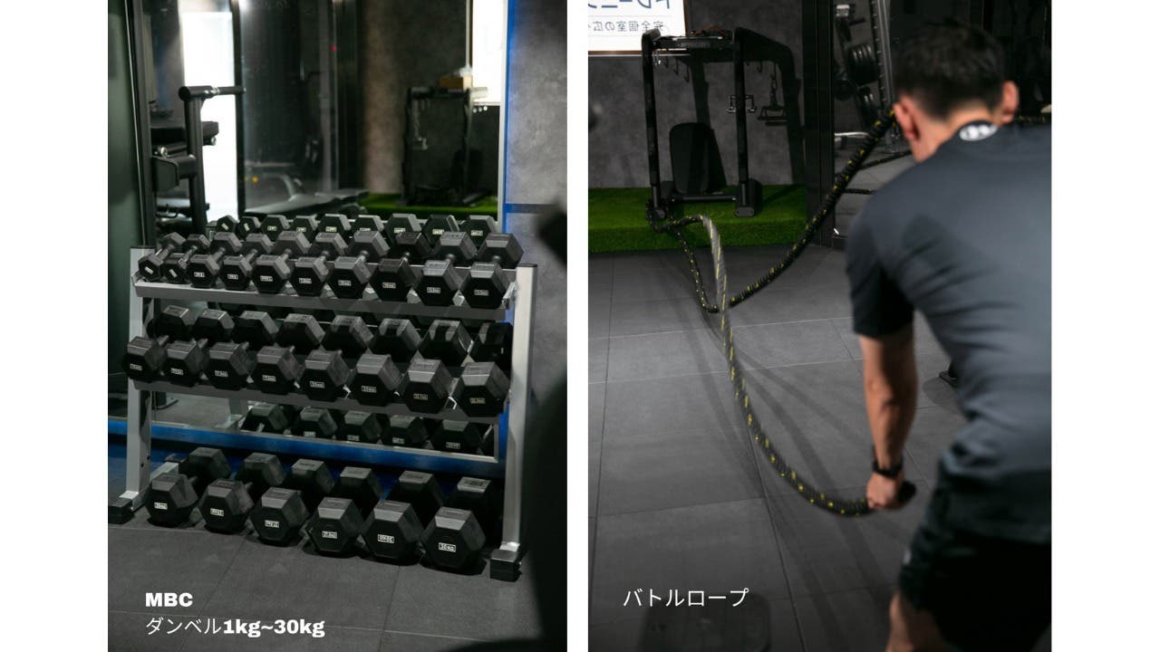 【大井町駅徒歩5分】PRECOR社製豪華業務用マシン完備！ビル１フロア完全貸切！バイクやバトルロープの有酸素運動もOKの写真9