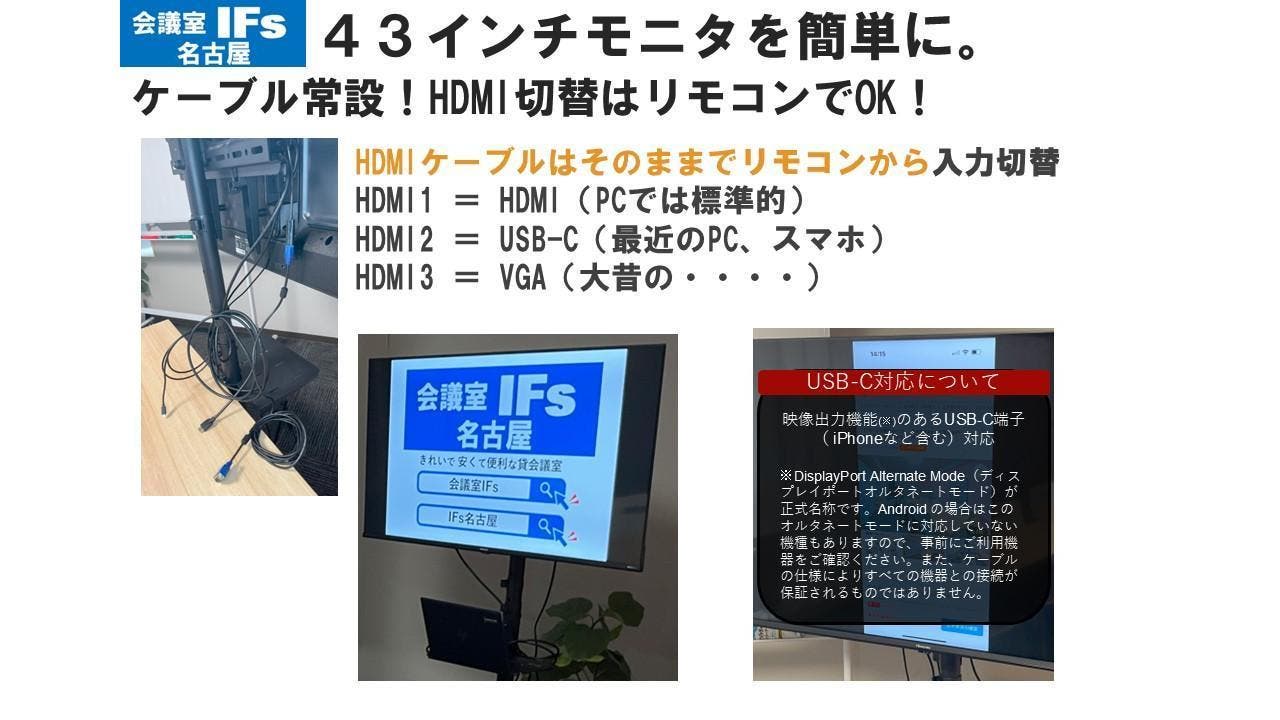 43インチモニタ　＆　HDMI接続ケーブルの画像1