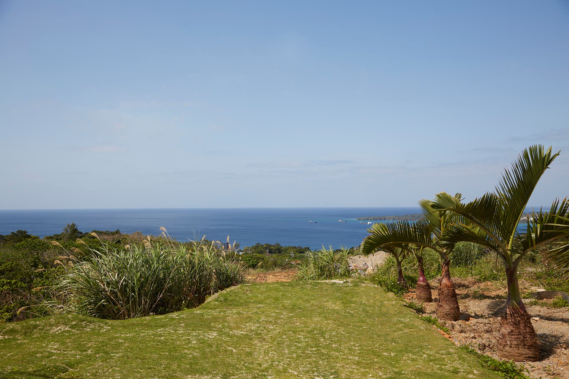 緑あふれる高台からの青い水平線とサンセット、屋上のプールから絶景を望むハウススタジオの写真11
