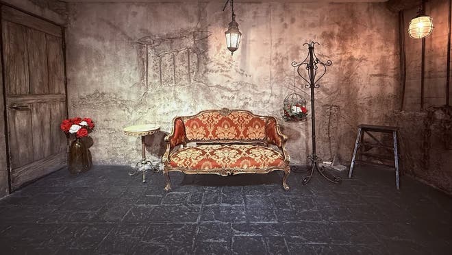 【M1】ゴシック調スタジオ🎪西洋石壁、アンティーク壁や石畳を完全再現✨カーテン装飾の写真9