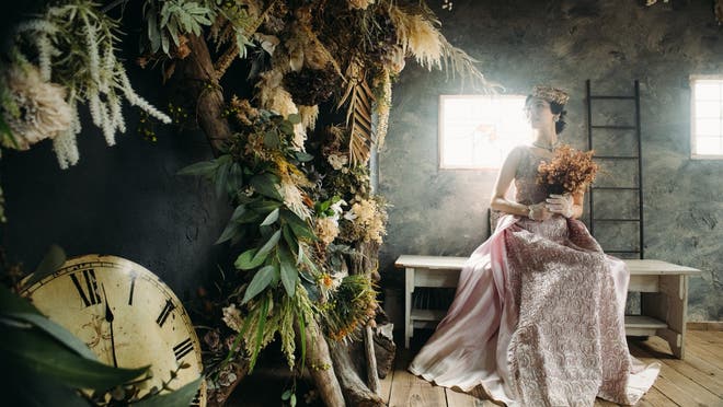 【4m超えドライフラワー造形】本格的撮影スタジオ|漆喰壁|レンガ壁|カーテン装飾|カフェ板|タイル床|アパレル|背景×10の写真2