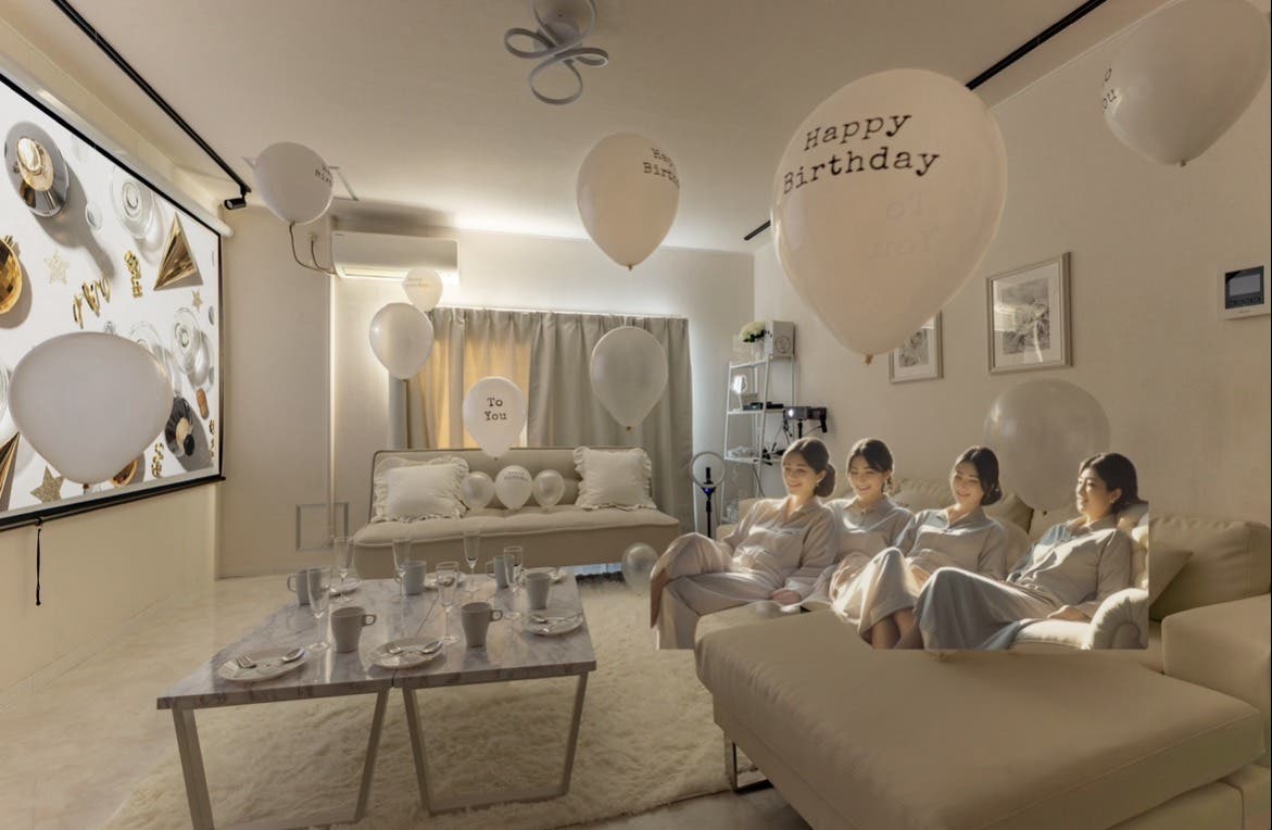 真っ白インテリア🤍クリスマス小物多数🎄✨120㌅大型スクリーン📽️3色変化LED照明✨ゴミ捨て無料！の写真10