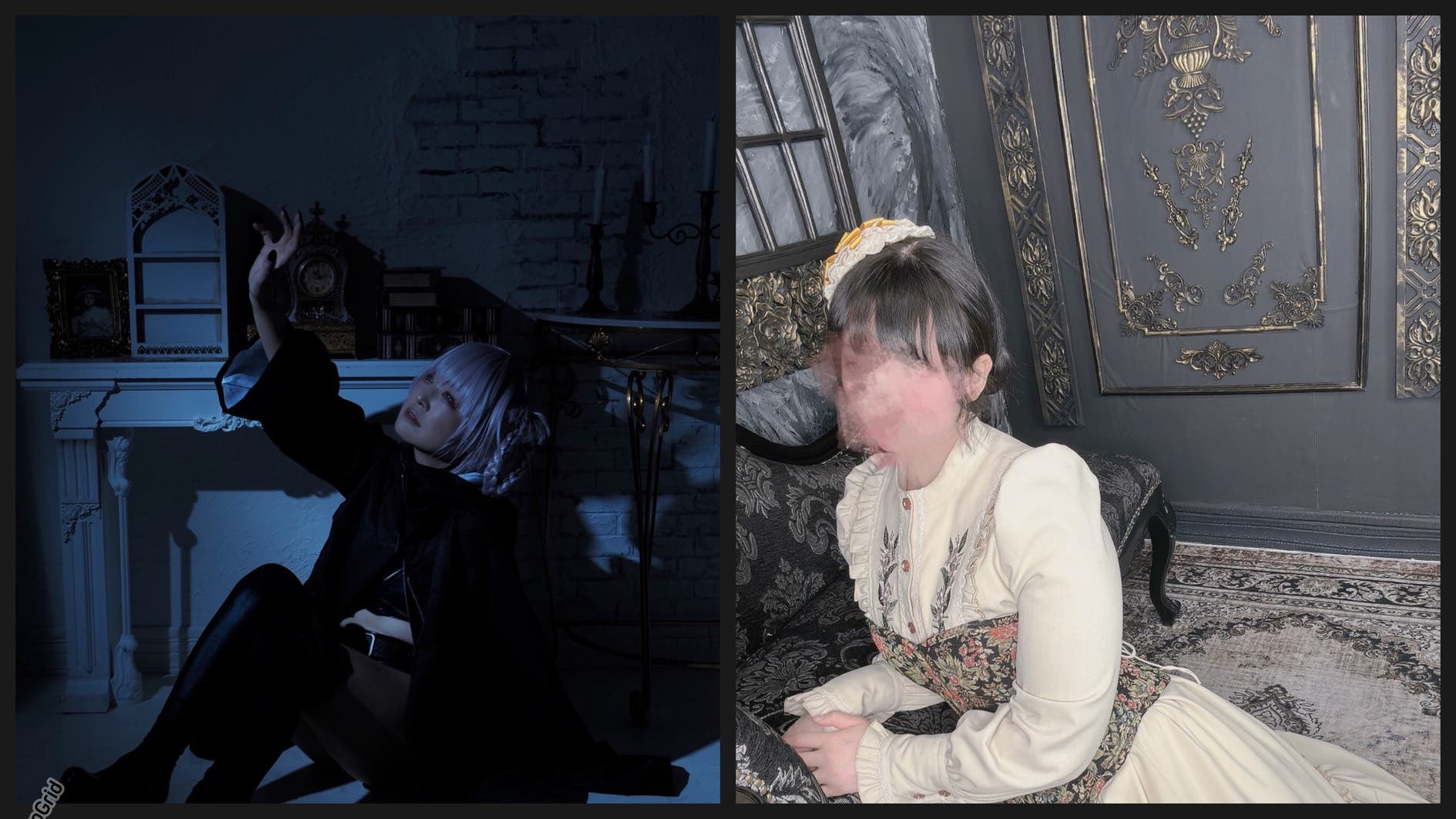 漆喰の白壁スタジオ/黒漆喰壁/ゴシック/姫系/ロココ/バロック/壁面一杯の花壁/24hの写真7